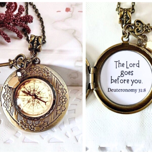 Compass Necklace Women Bible Verse - Etsy