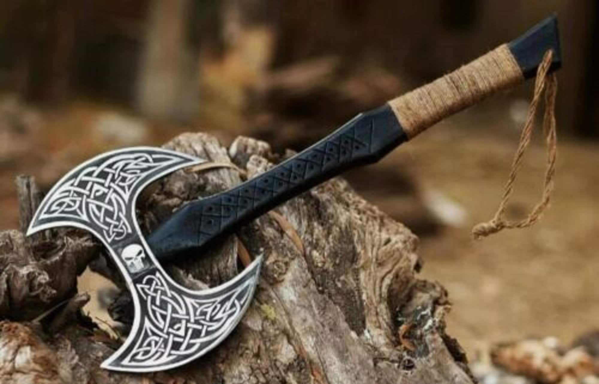 Double Headed Viking Axe Custom Hand Forged High Carbon Steel - Etsy