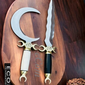 Druid's Crescent Moon Boline With Bone Handle for Ritual Work, Wicca ...