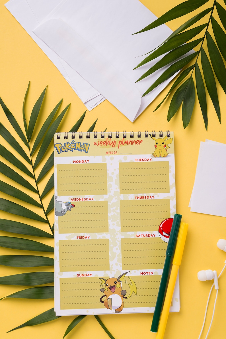 Pokemon Weekly Planner, Electric Type, Daily Work Schedule, Weekly ...