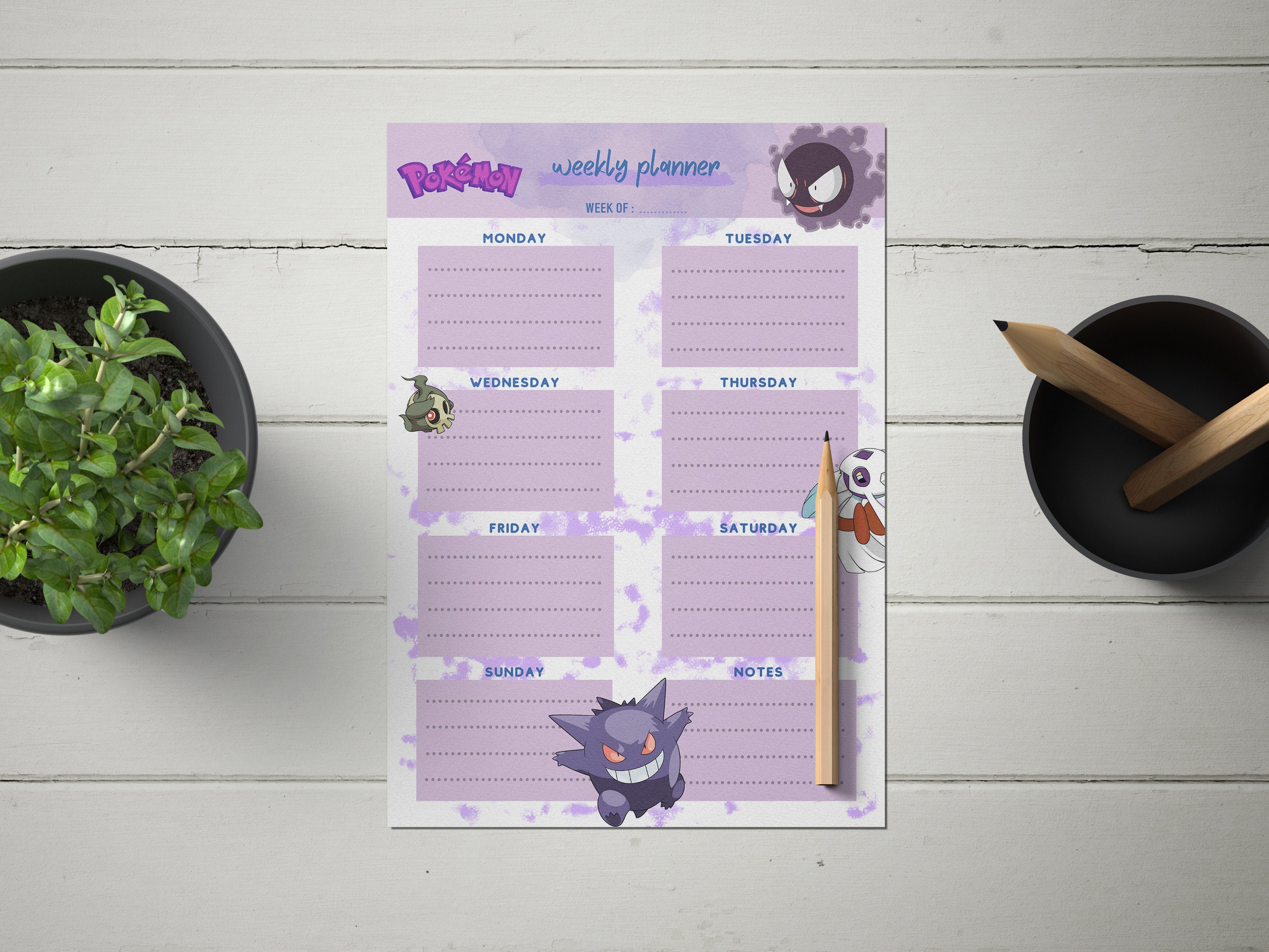 Pokemon Weekly Planner, Ghost Type, Daily Work Schedule, Weekly Agenda ...