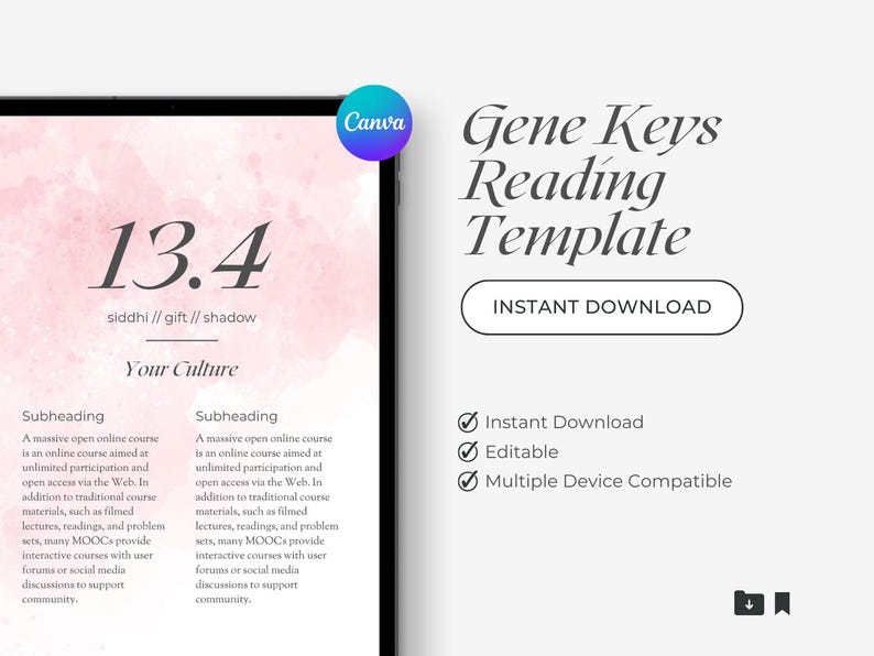 150 Page Gene Keys Reading Template for Gene Keys Guides | Gene Keys ...