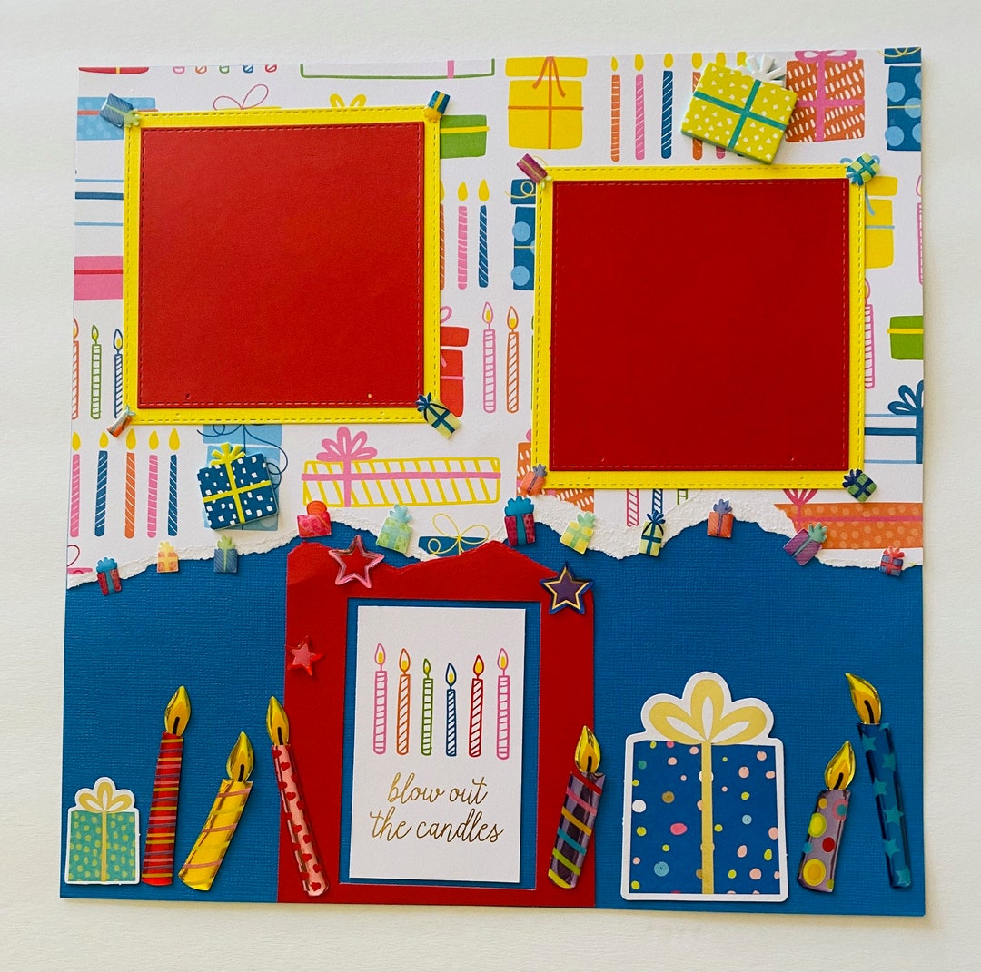 Happy Birthday Pre-made Scrapbook Page Happy Birthday Celebrate ...