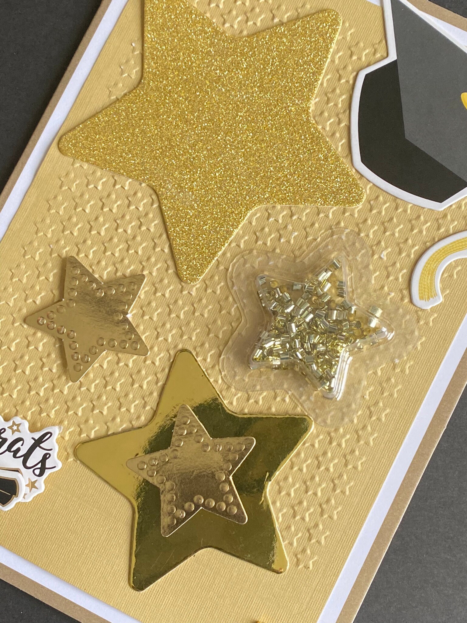 GRADUATION-CONGRATS L Embellished With Stars / Diploma / Embossed L ...