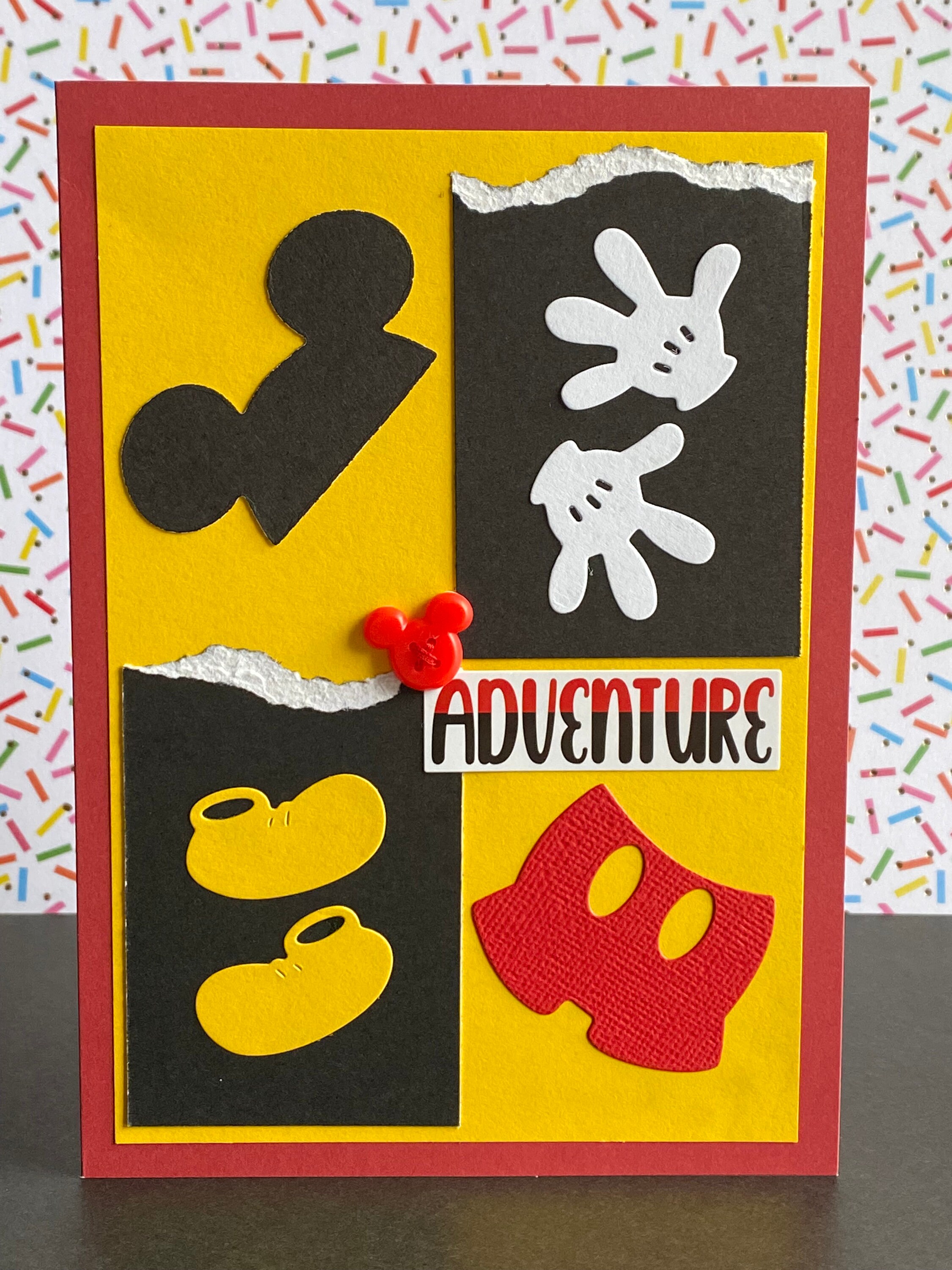 Disney Adventure-micky Mouse Card Embellished Handmade Card. - Etsy