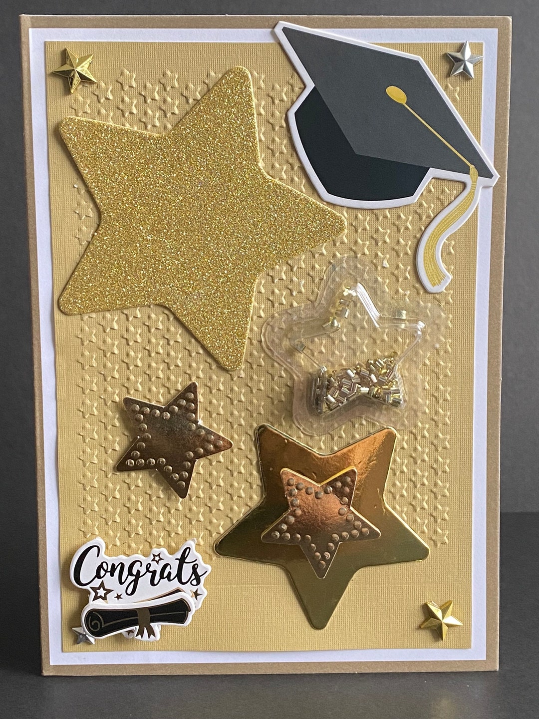 GRADUATION-CONGRATS L Embellished With Stars / Diploma / Embossed L ...
