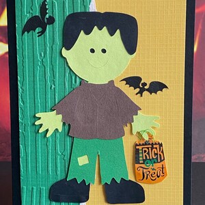 Halloween Card-with Frankenstein Trick or Treat, Embellished - Etsy