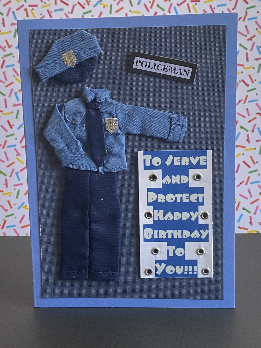 Policeman Happy Birthday Card 3D Birthday Card Embellished - Etsy