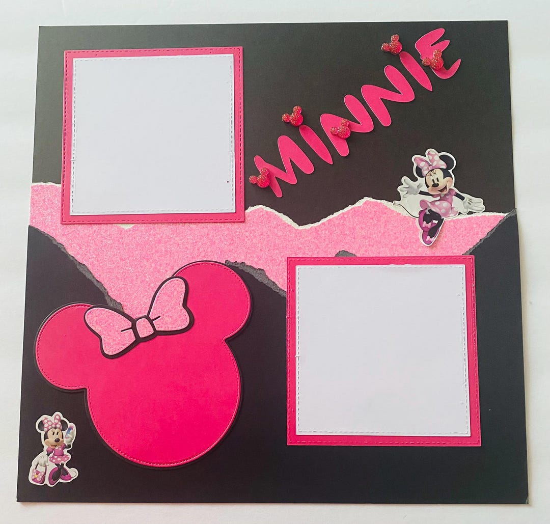 Minnie Mouse- 12x12 Pre-made Scrapbook Page Embellished With Frames for ...