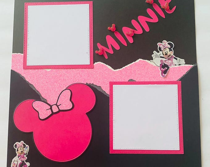 Minnie Mouse- 12x12 Pre-made Scrapbook Page Embellished With Frames for ...