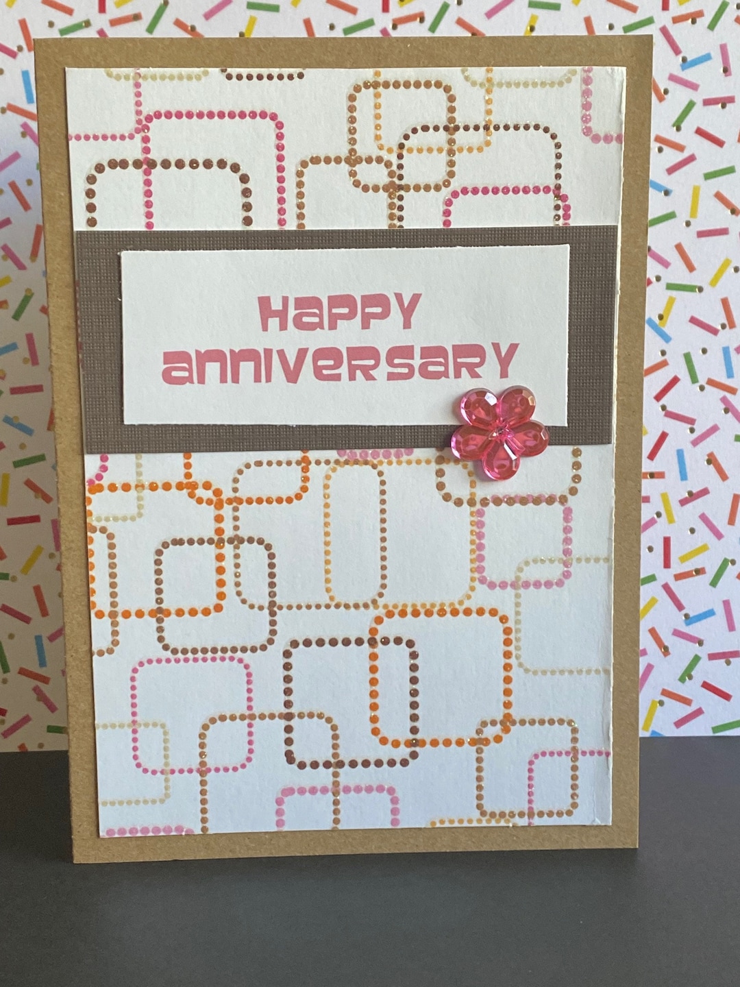 Happy Anniversary- Multi Color Card Stock, Embellished With a Gem. - Etsy