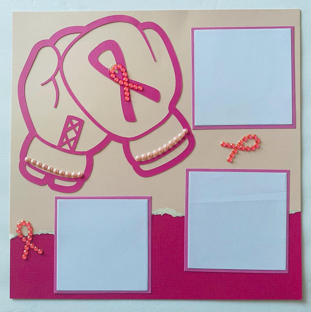 BREAST CANCER 12x12 Pre-made Scrapbook Page Embellished With Frames for ...