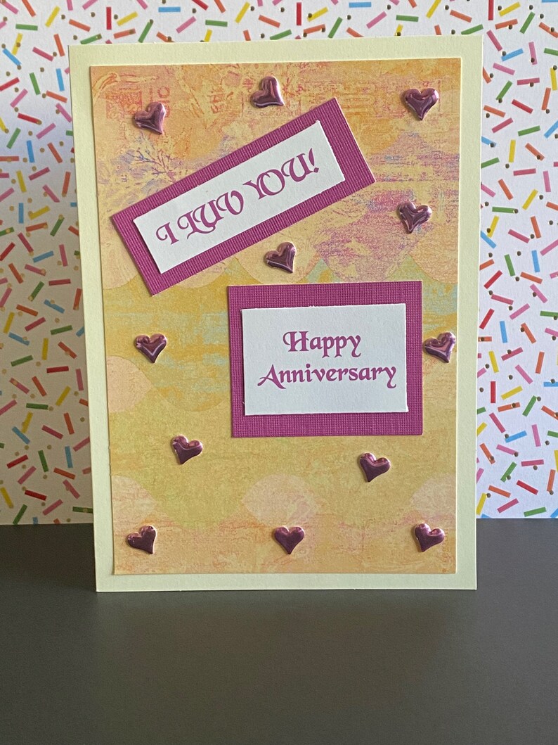 Happy Anniversary- I Love You Multi Color Card Stock, Embellished With ...