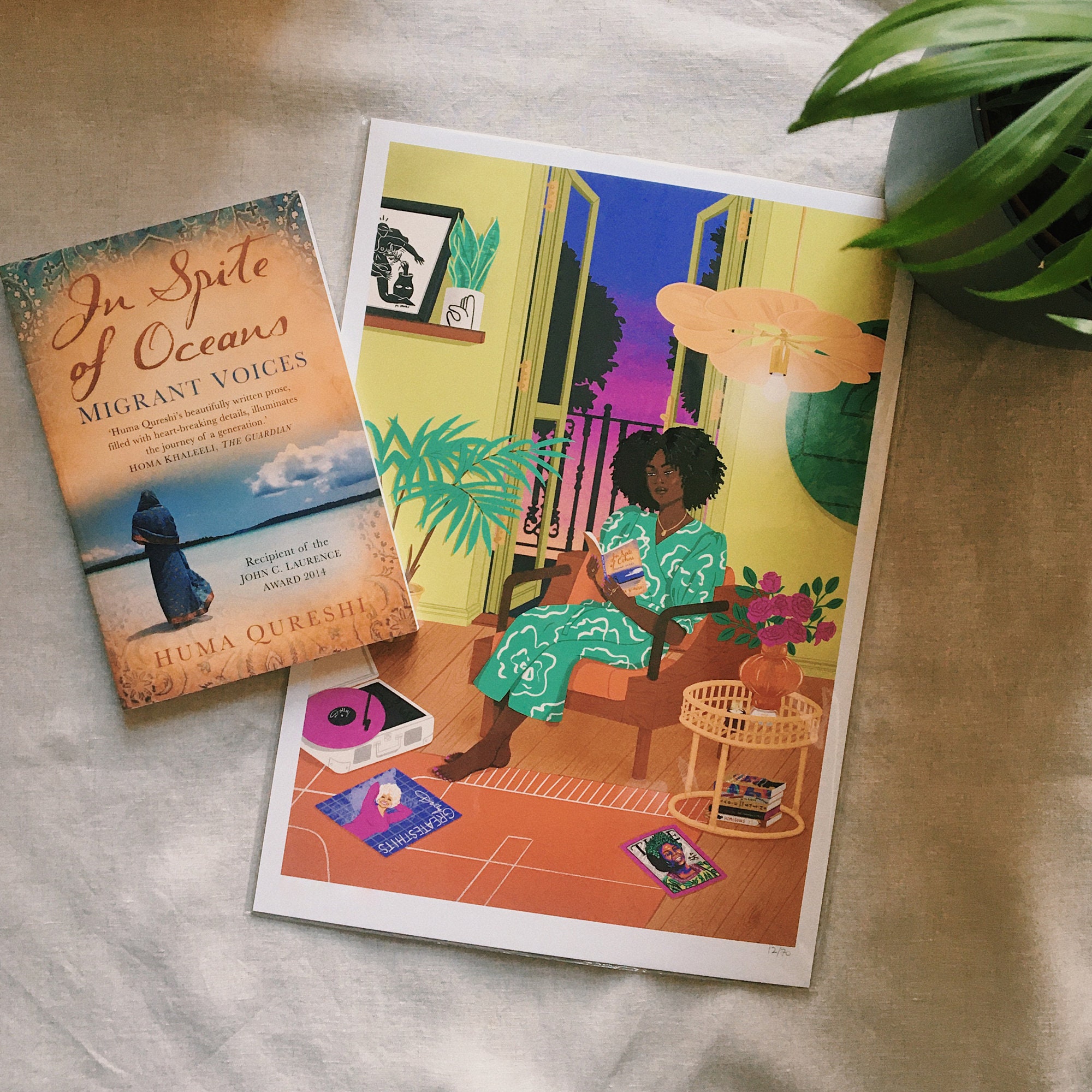 Art Print - Black Woman Reading in Her Living Room at Sunset (A4 - A3 ...