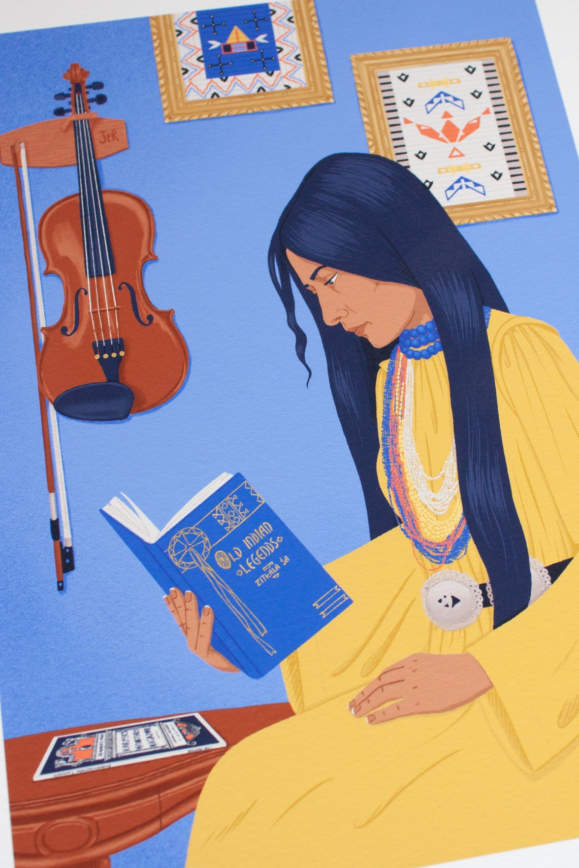 Art Print - Portrait of Zitkala-sa Reading Her Book (A4) - Etsy