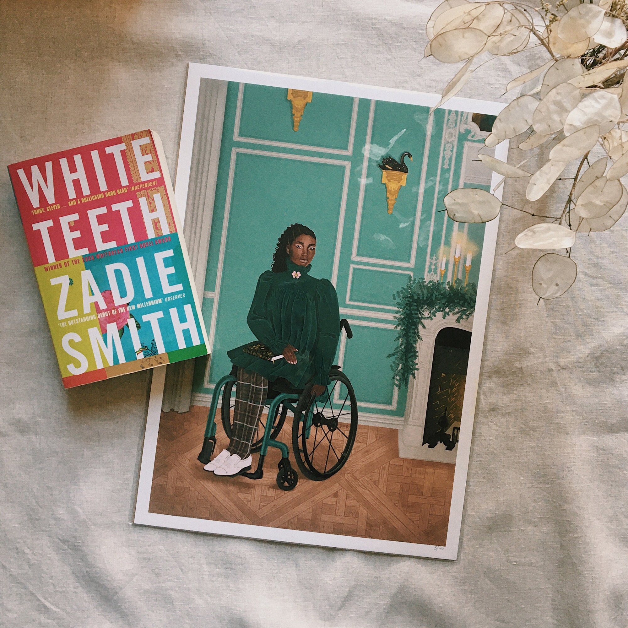 Art Print - Black Woman in a Wheelchair With a Zadie Smith Book by a ...