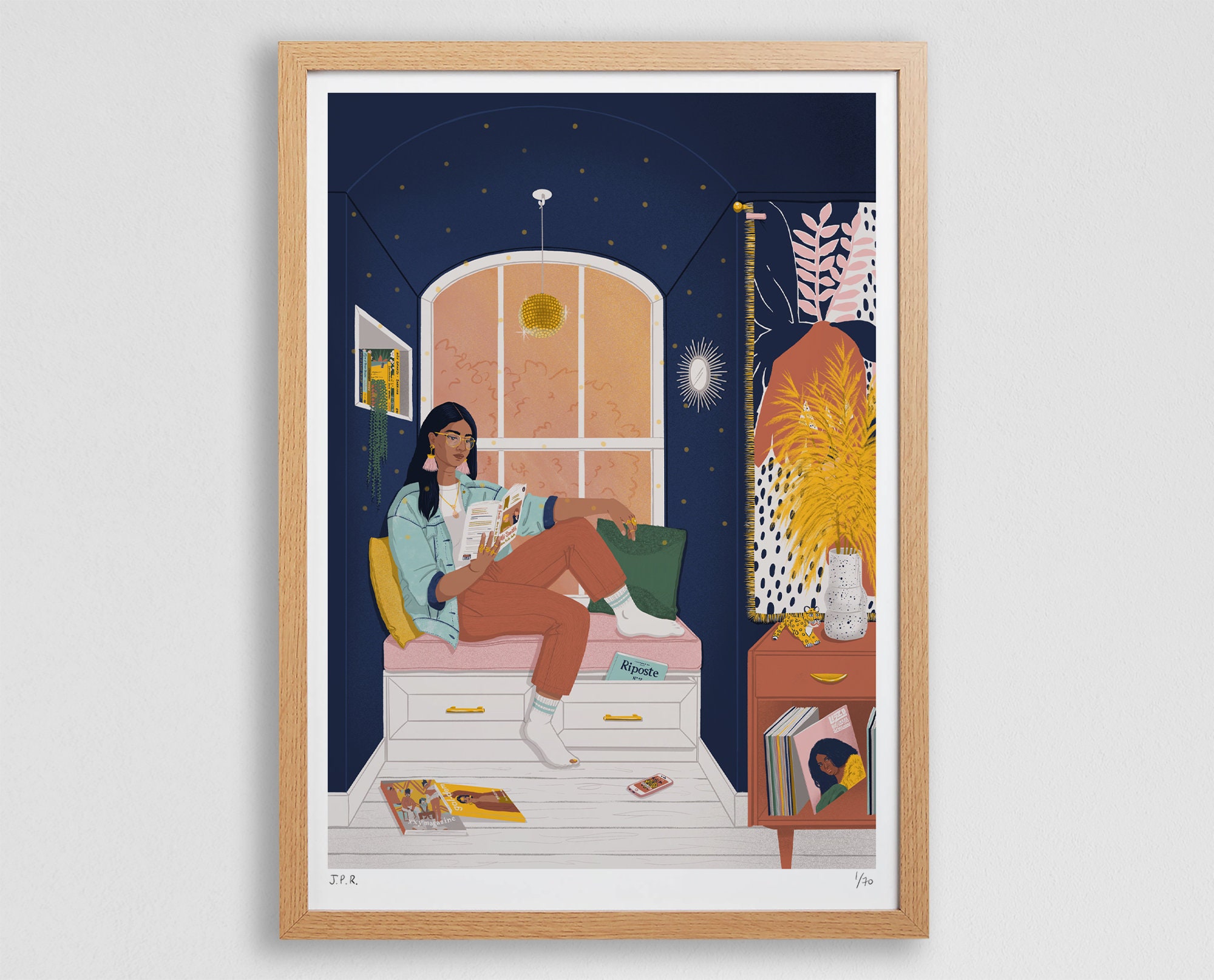 Art Print - South Asian Woman Reading an Ali Smith Book in Her Bedroom ...