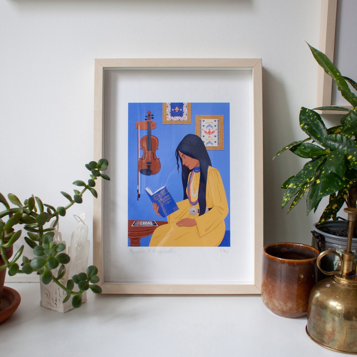 Art Print - Portrait of Zitkala-sa Reading Her Book (A4) - Etsy