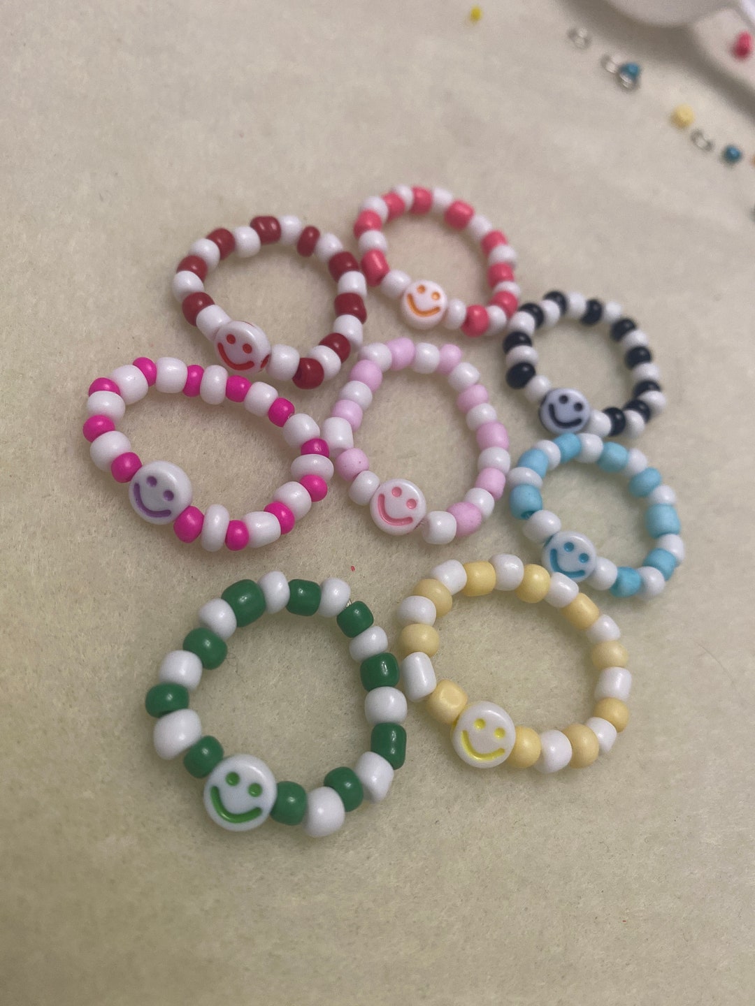 Smiley Face Rings set of 3 - Etsy