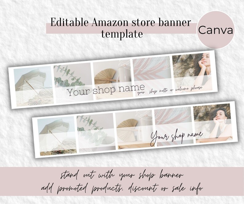 Amazon Storefront Banner Template Editable With Canva, Boho Banner for ...