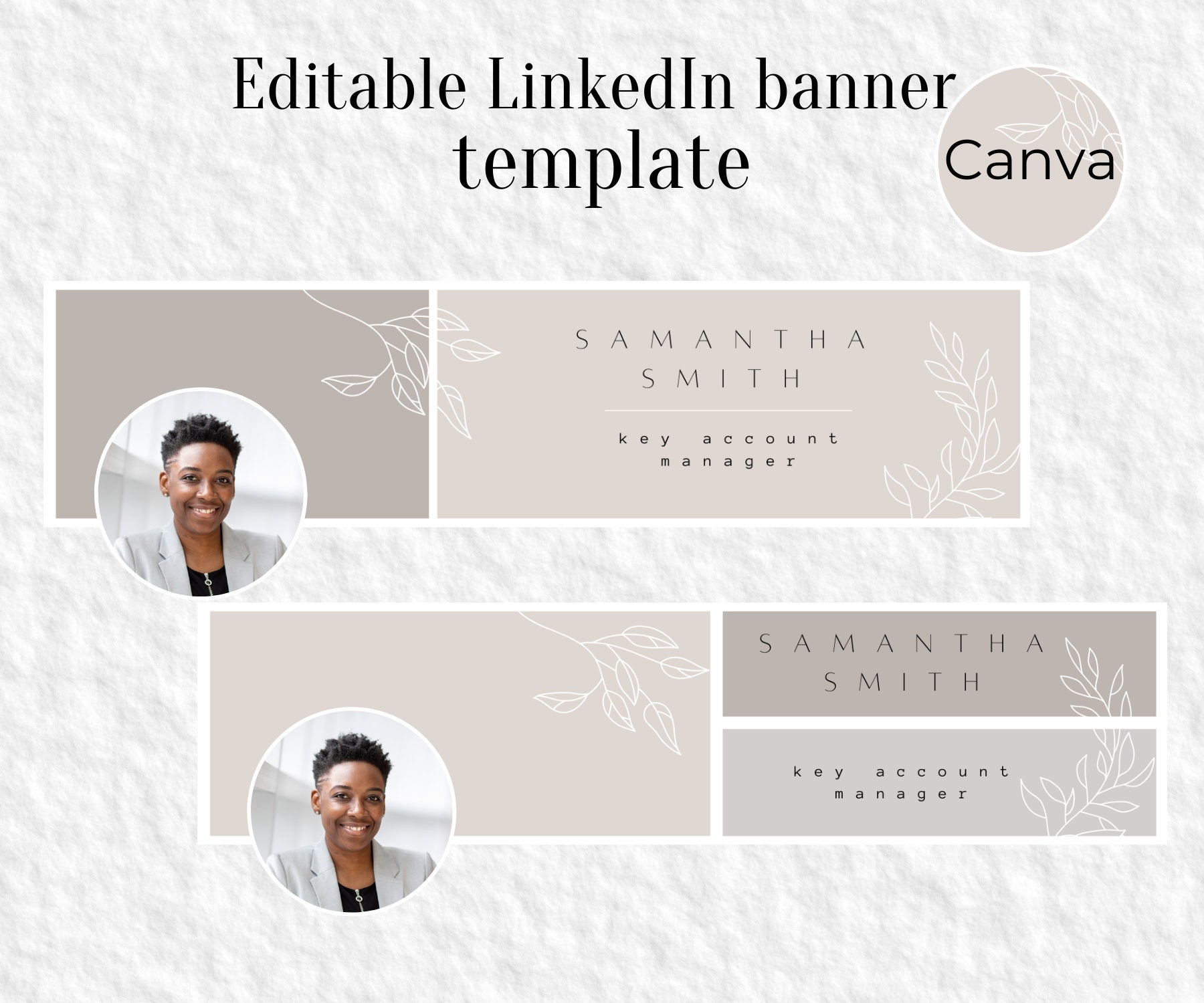 Editable Minimalist Beige Linkedin Banner Canva Template Clear And