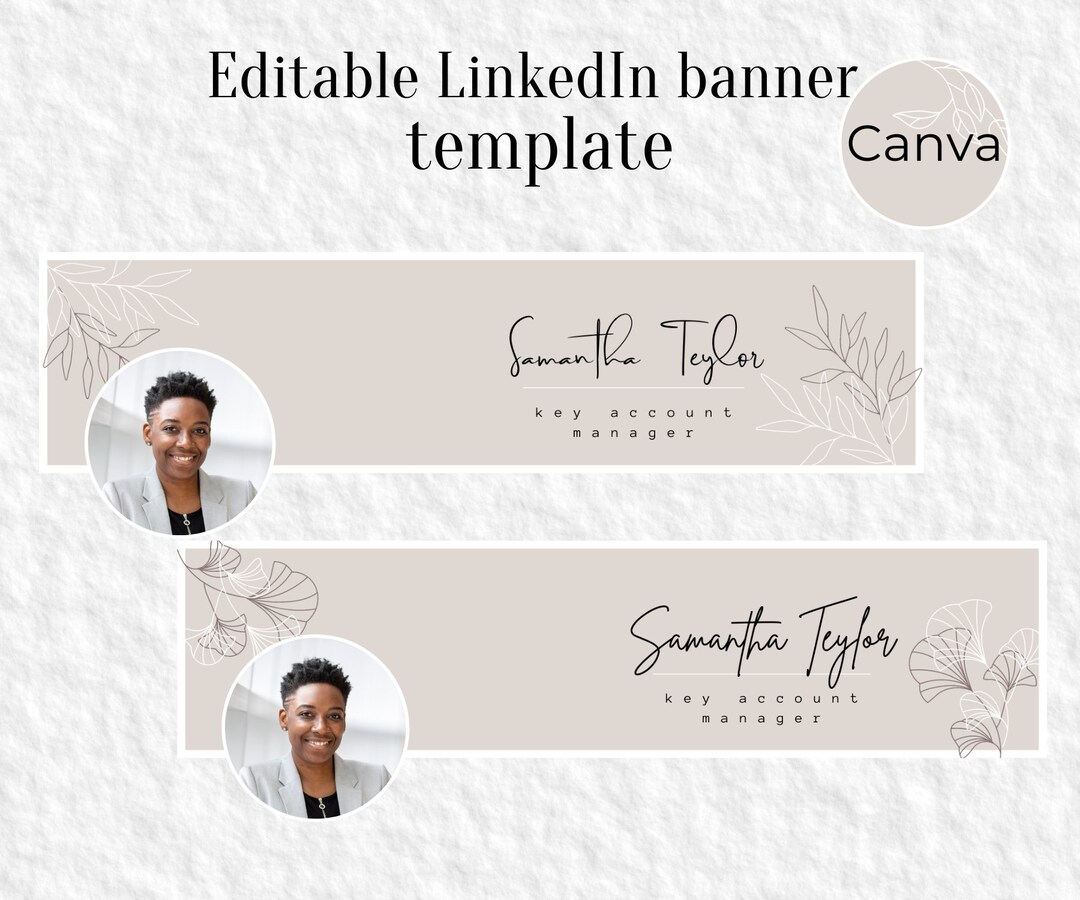 Neutral Floral Linkedin Banner Nature, Canva Template, Minimalist ...