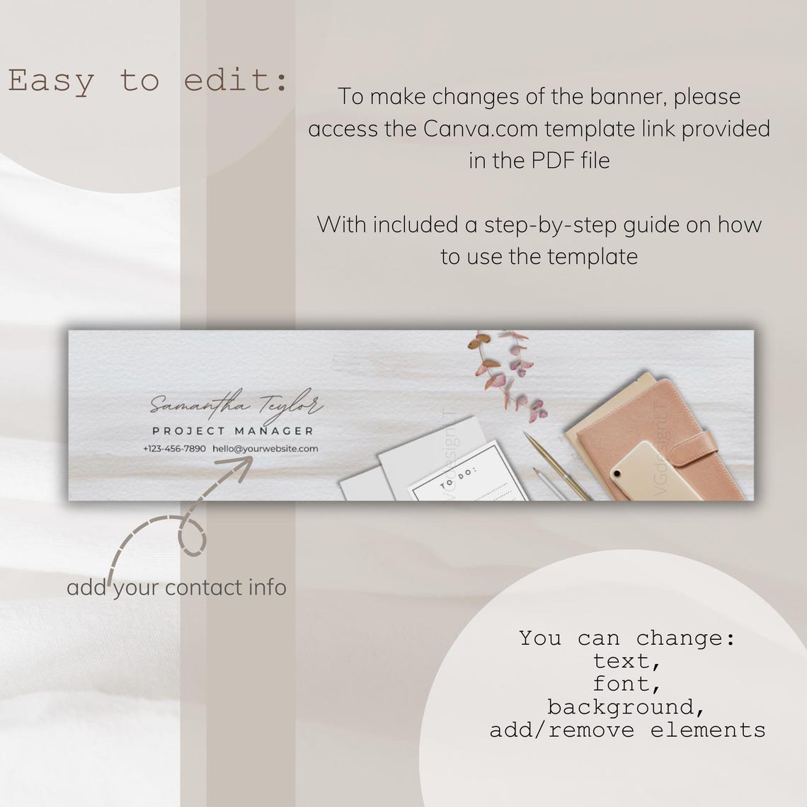 Beige Linkedin Banner: Minimalist Workspace Design (digital Download ...