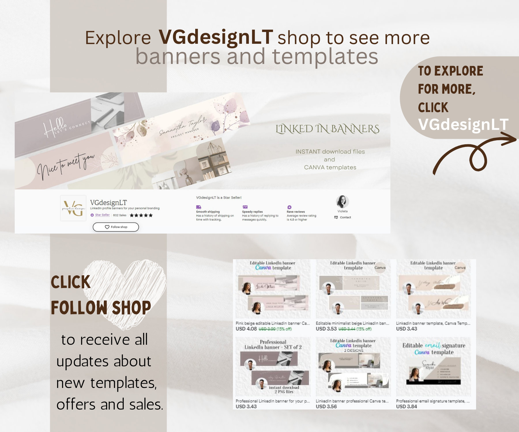 Amazon Storefront Banner Template Editable With Canva Boho - Etsy