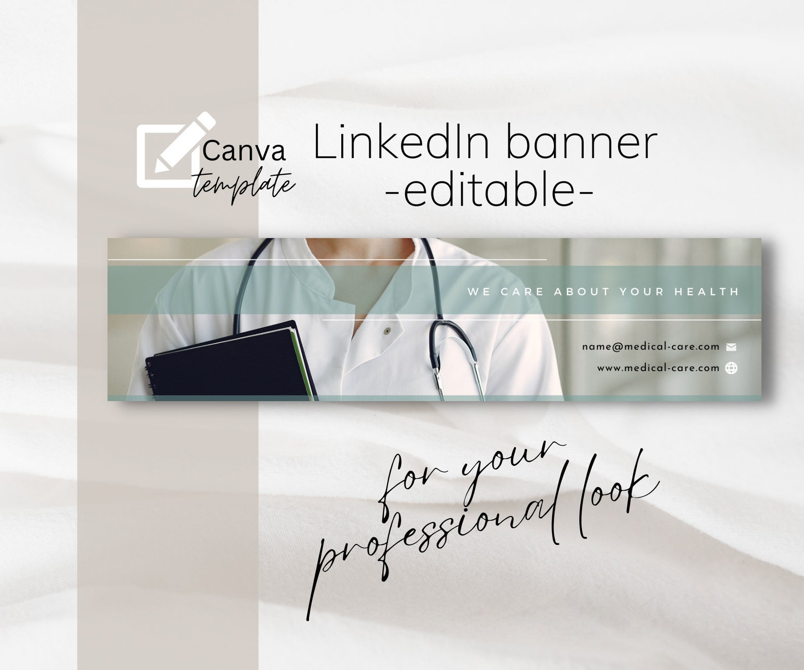 Medical Linkedin Banner, Health Care Professional, Canva Template ...