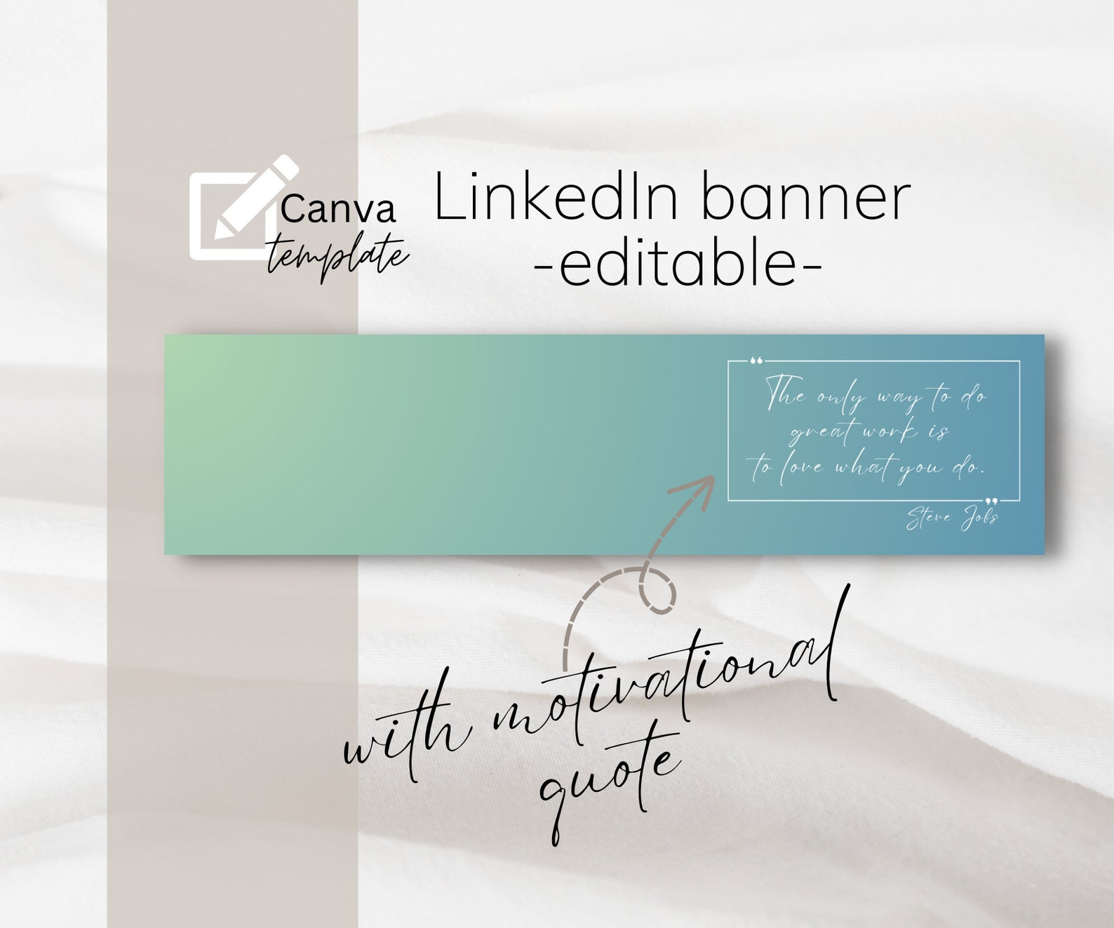 Green Gradient Linkedin Banner With Quote, Canva Template, Editable ...