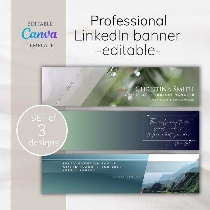 Green Linkedin Banner: Personal Branding Canva Template (digital ...