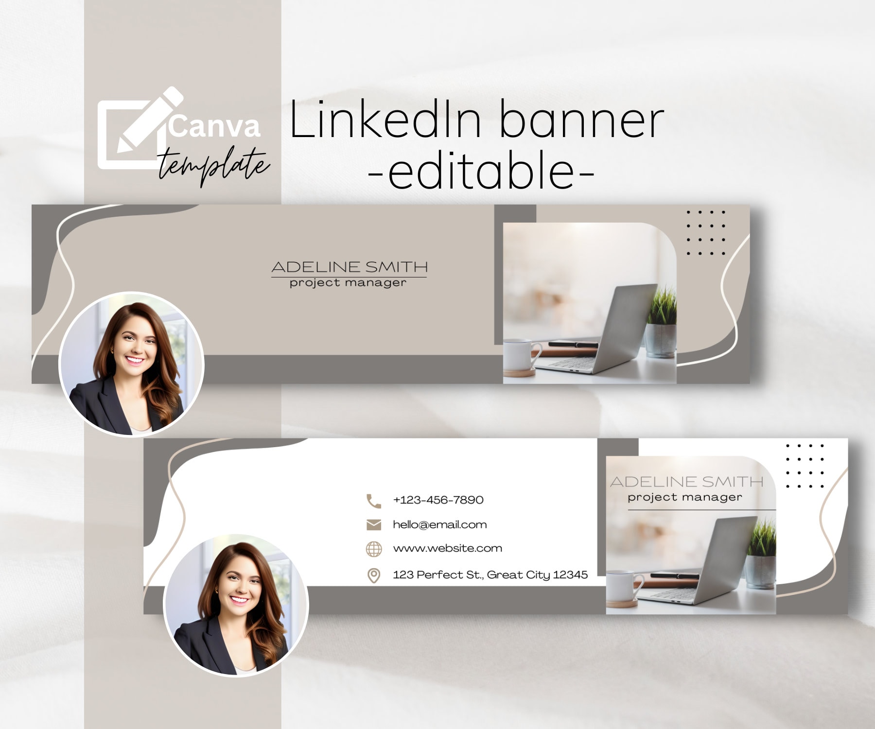 Linkedin Banner Professional Canva Template, Editable Linkedin ...