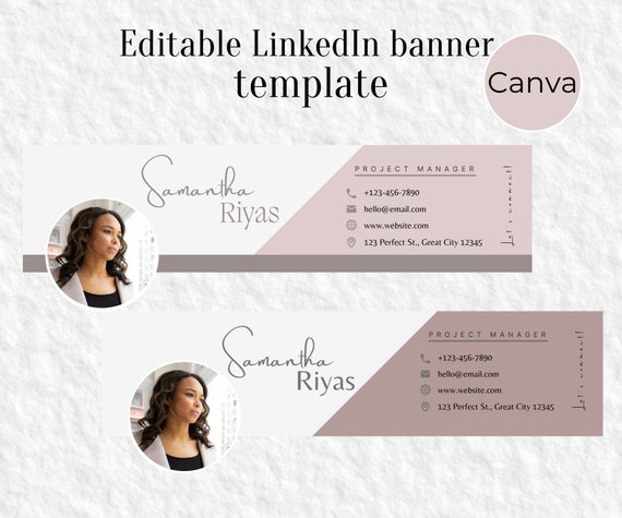 Editable Linkedin Banner Professional With Contact Info Canva - Etsy