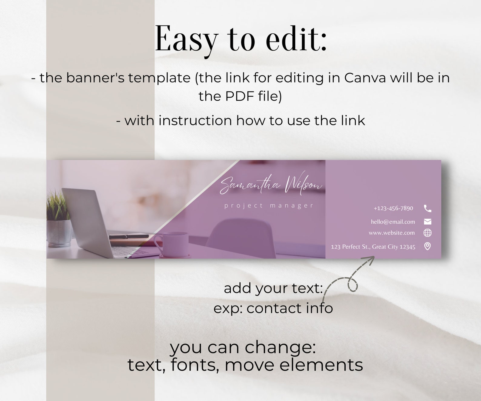 Purple Linkedin Banner Template: Editable Contact Info (canva) - Etsy