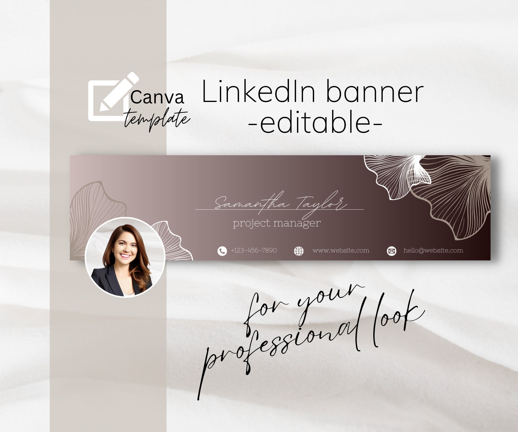 Linkedin Banner Professional, Beige Gradient Background With Ginkgo ...