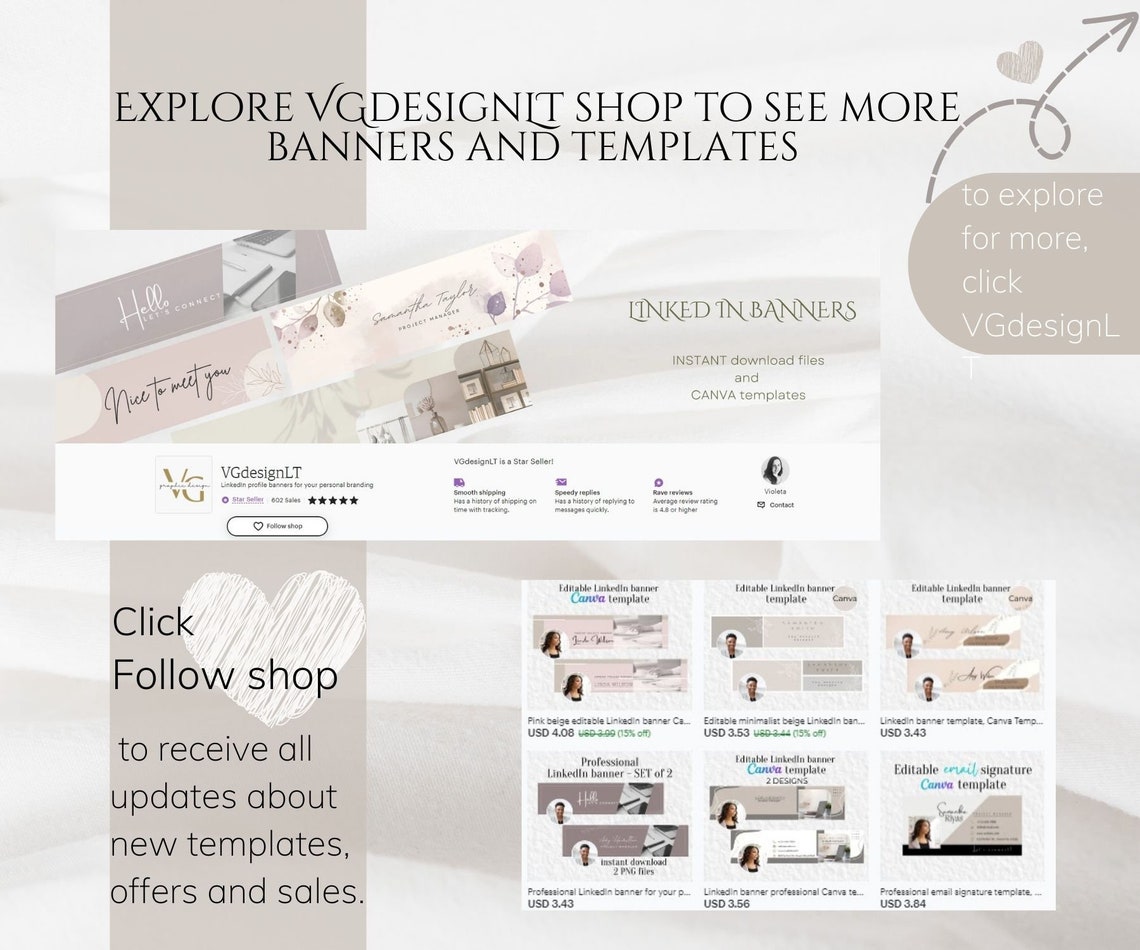 Editable Minimalist Beige Linkedin Banner Canva Template Etsy