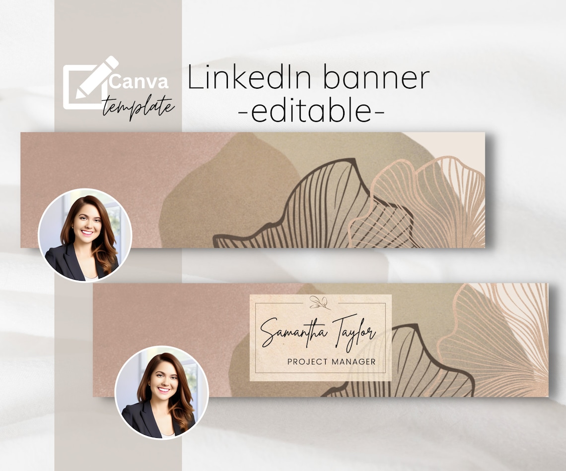 Beige Editable Linkedin Banner Canva Template, Linkedin Banner ...
