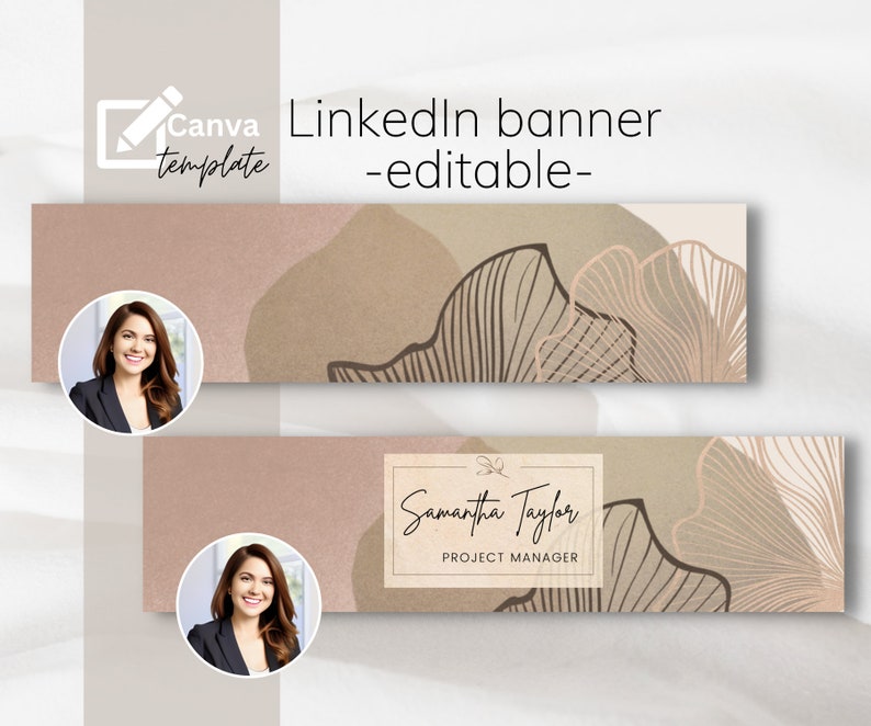 Beige Editable Linkedin Banner Canva Template, Linkedin Banner ...