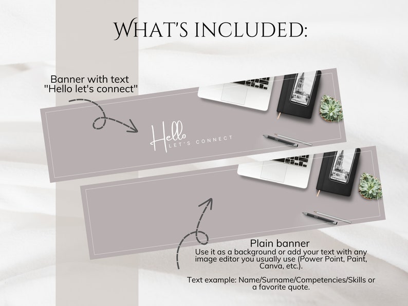 Beige Linkedin Background With Computer, Notebook, Succulent Image ...