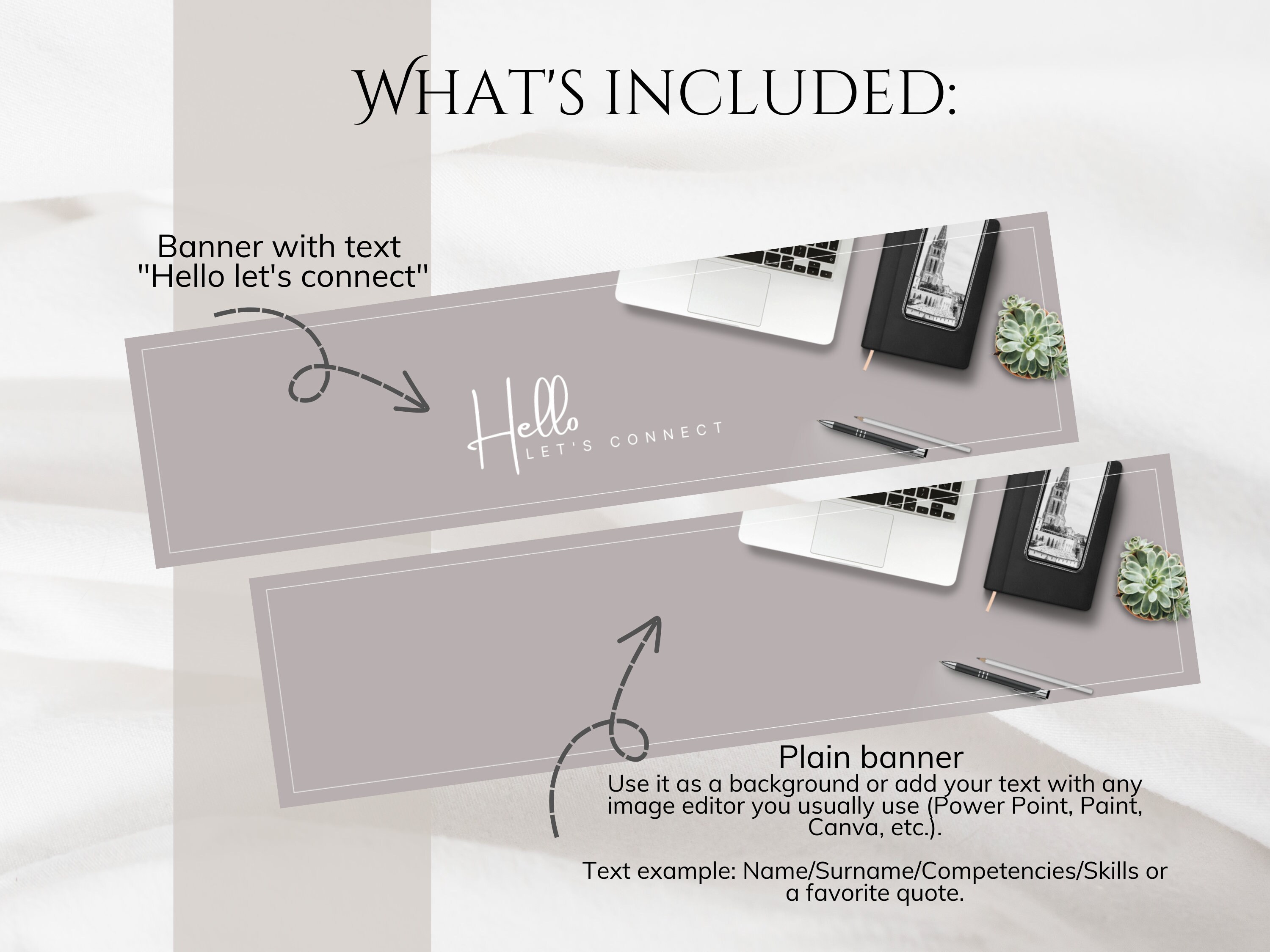 Beige Linkedin Background With Computer, Notebook, Succulent Image ...