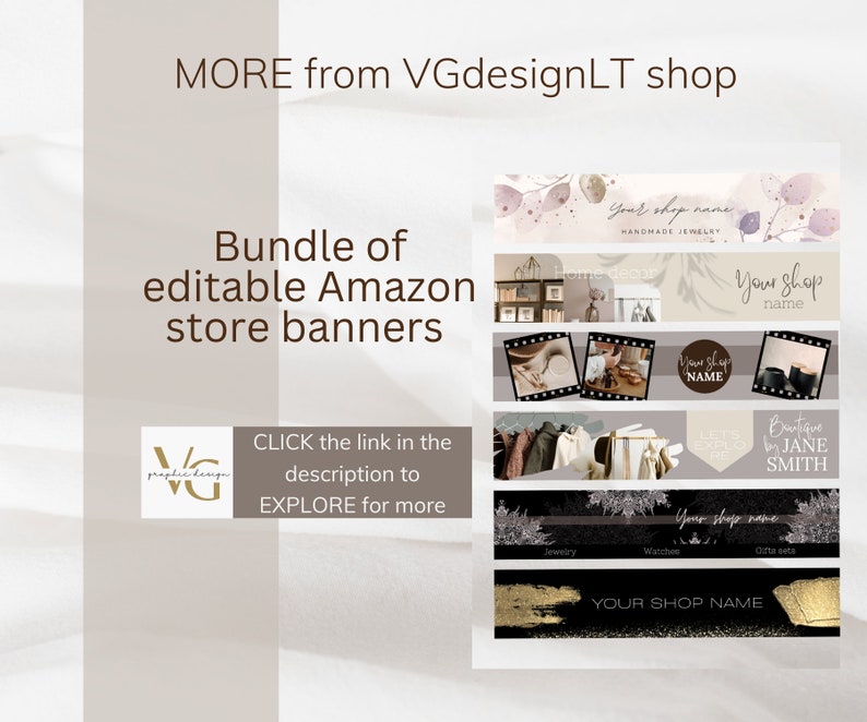 Amazon Storefront Banner Template Editable With Canva, Beige Banner for ...