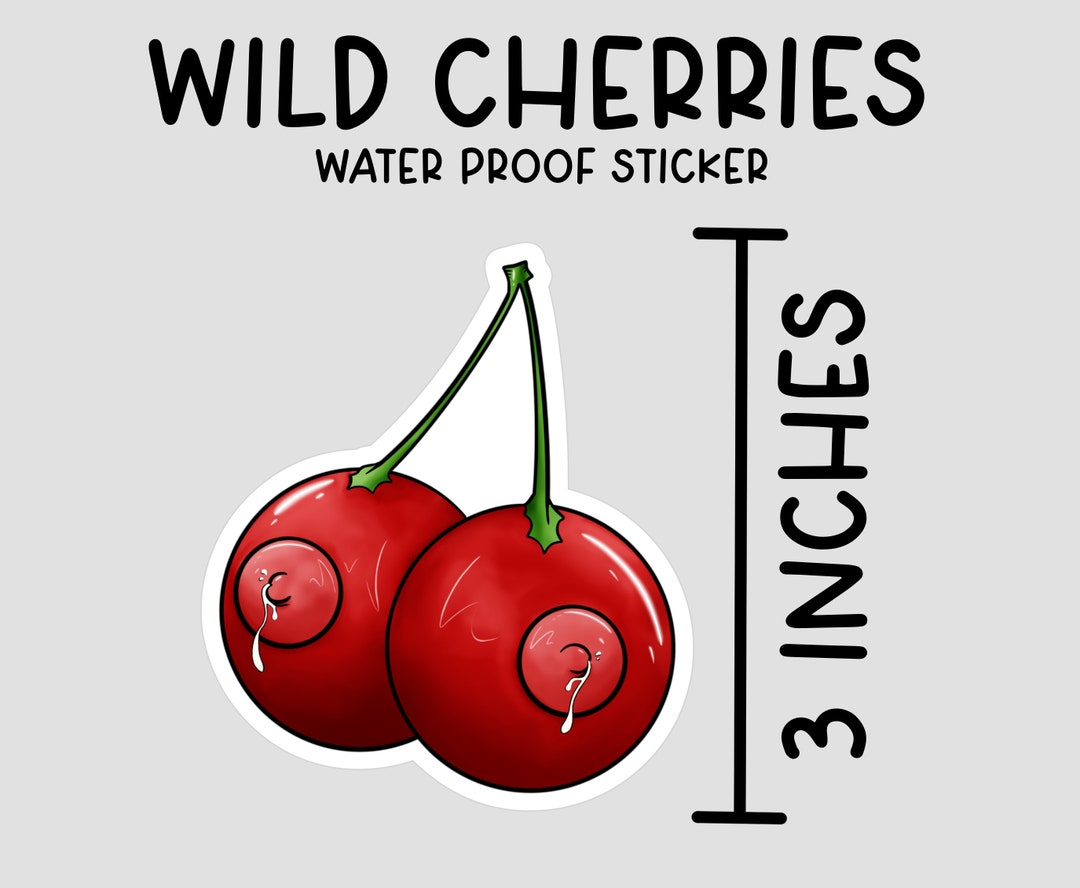Wild Cherries Boob Sticker, NSFW Cherry, Waterproof Sticker, Funny ...