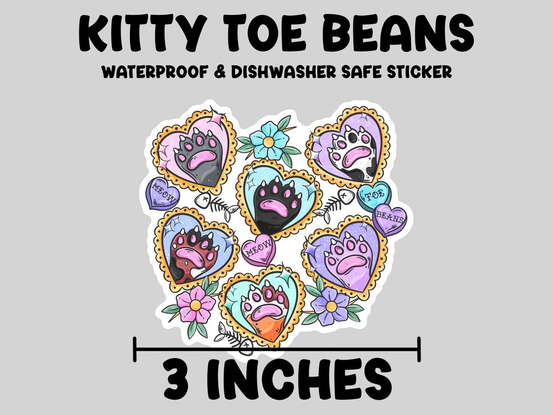 Toe Beans Sticker, Waterproof Cat Sticker, Kitty Paw Print Sticker ...