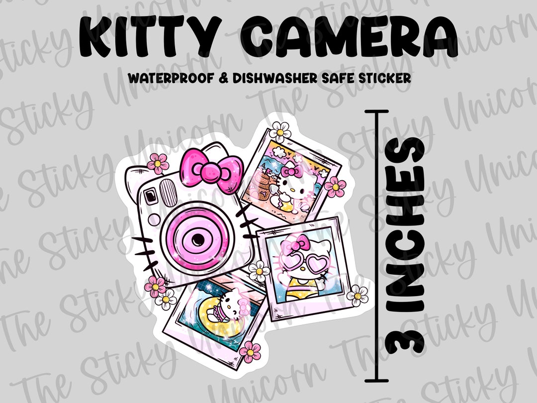 Kitty Camera Sticker, Waterproof Sticker, Summer Kitty Sticker Decal ...