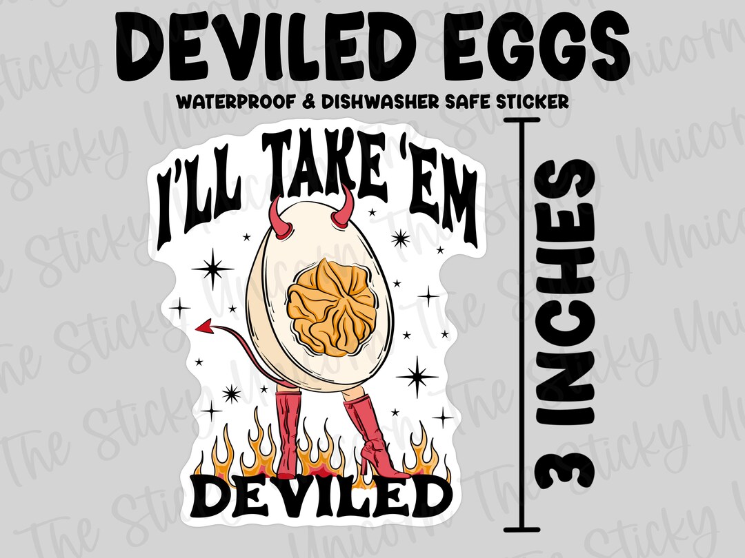 Deviled Eggs Sticker, Waterproof Sticker, Funny Sticker Gift, Deviled ...