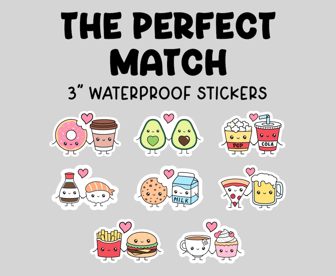 Perfect Match Sticker, Kawaii Food Sticker, Perfect Pair, Food Stickers ...