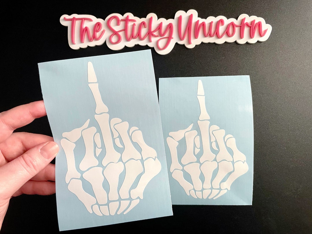 Middle Finger Decal, Skeleton Hand Laptop Stickers, Funny Gift, Sassy ...