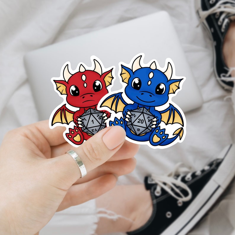 Critical Dragon Sticker, D20 Dice Sticker, Dragon Dice, Dnd Gifts, RPG ...
