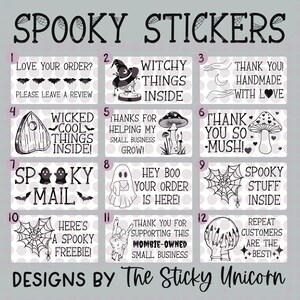 Spooky Packaging Stickers, Thermal Printed Labels, Shop Small Business ...