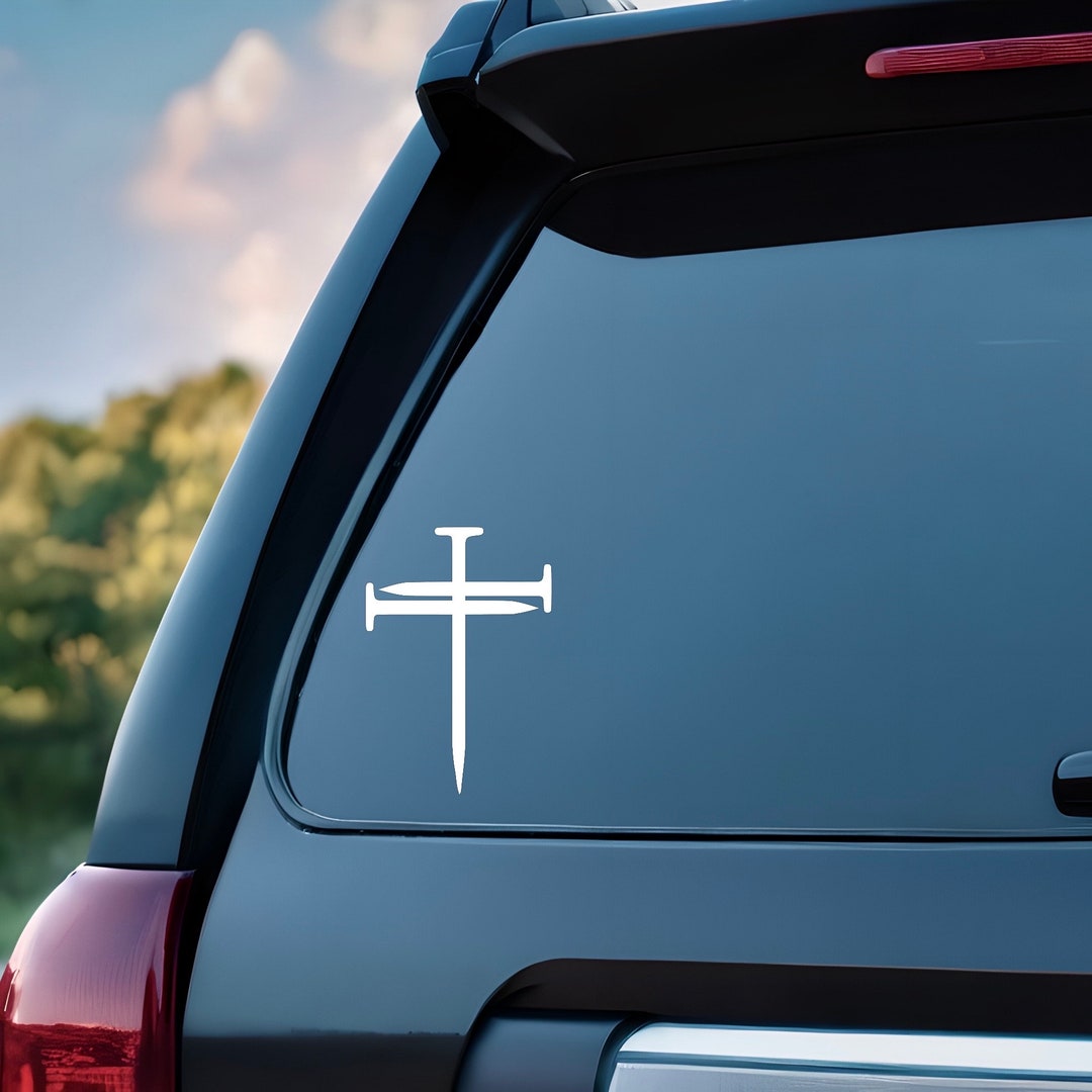 Nail Cross Decal, God Decal, Three Nail Cross Car Sticker, Faith Cross ...